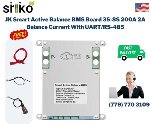 JK 3S-8S 200A 2A Balance Current Smart Active BMS